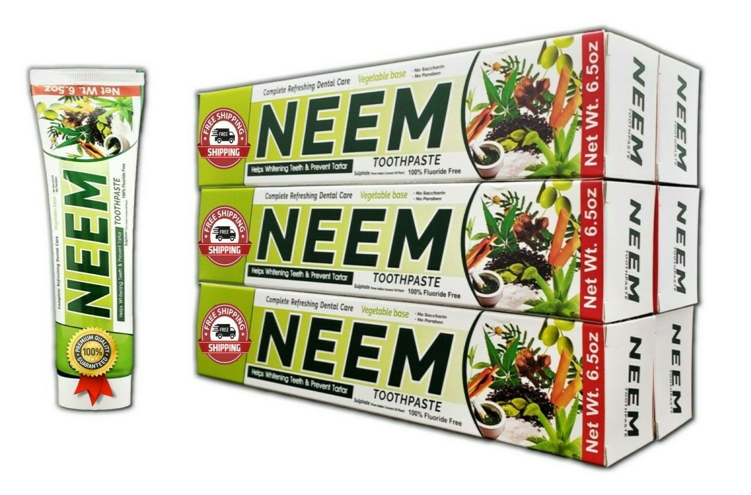 Neem Toothpaste 6 Pack 10 IN 1 Formula 100% Fluoride Free Lot 6 ...