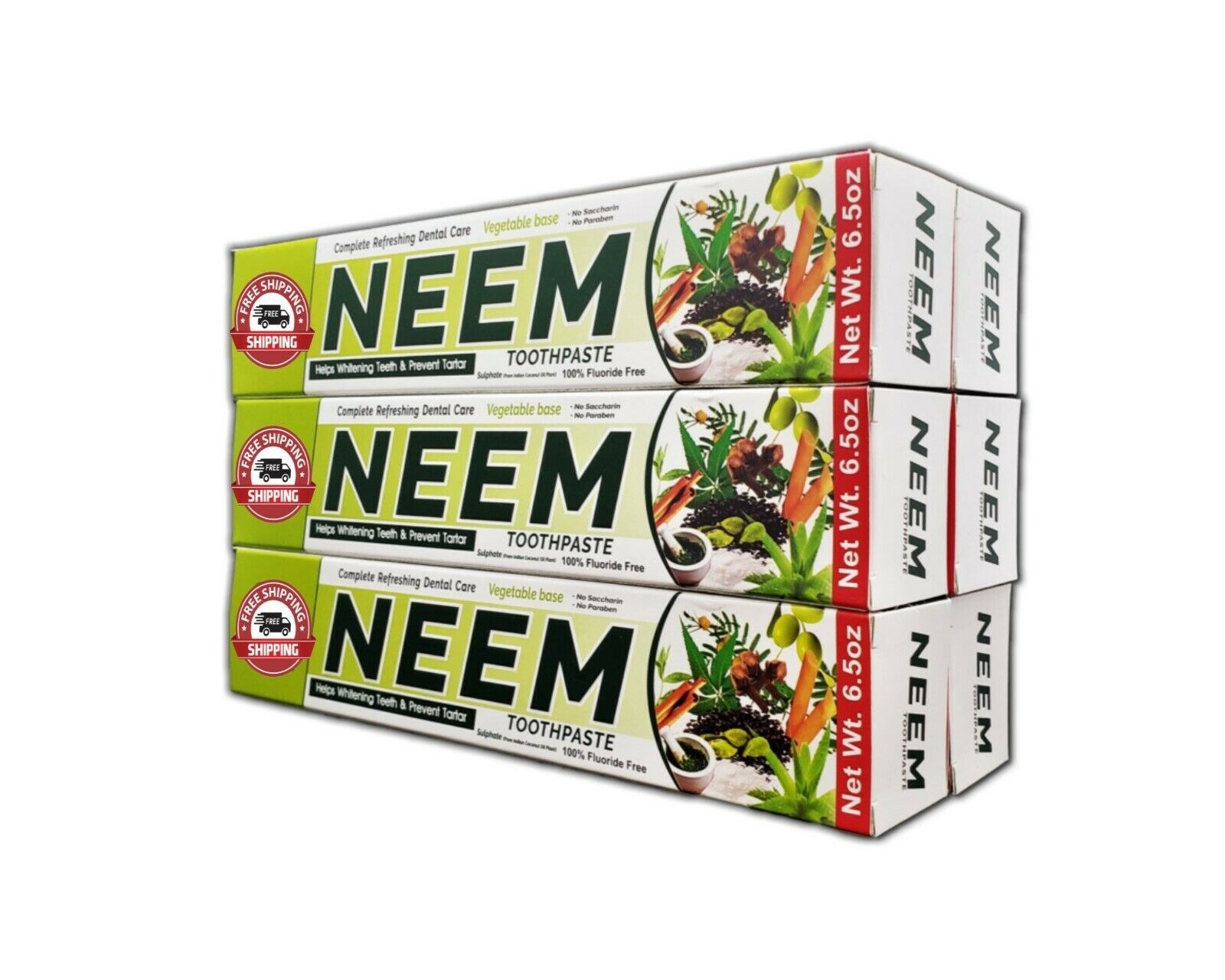 Neem Toothpaste 6 Pack 10 IN 1 Formula 100% Fluoride Free Lot 6 ...