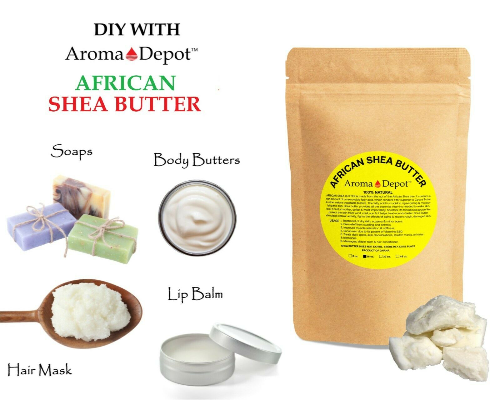 Raw African Shea Cocoa Mango Butter Blend Natural Cold Pressed Hair ...